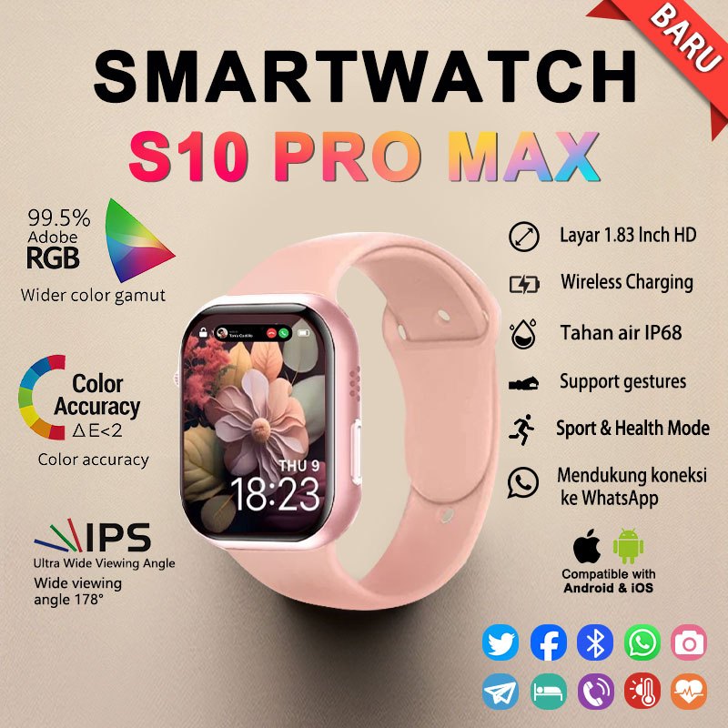 Jual [ 100% ORI COD] SmartWatch 10 Pro Max Wanita Tahan Air Jam Pintar Bluetooth Olahraga Smart ...