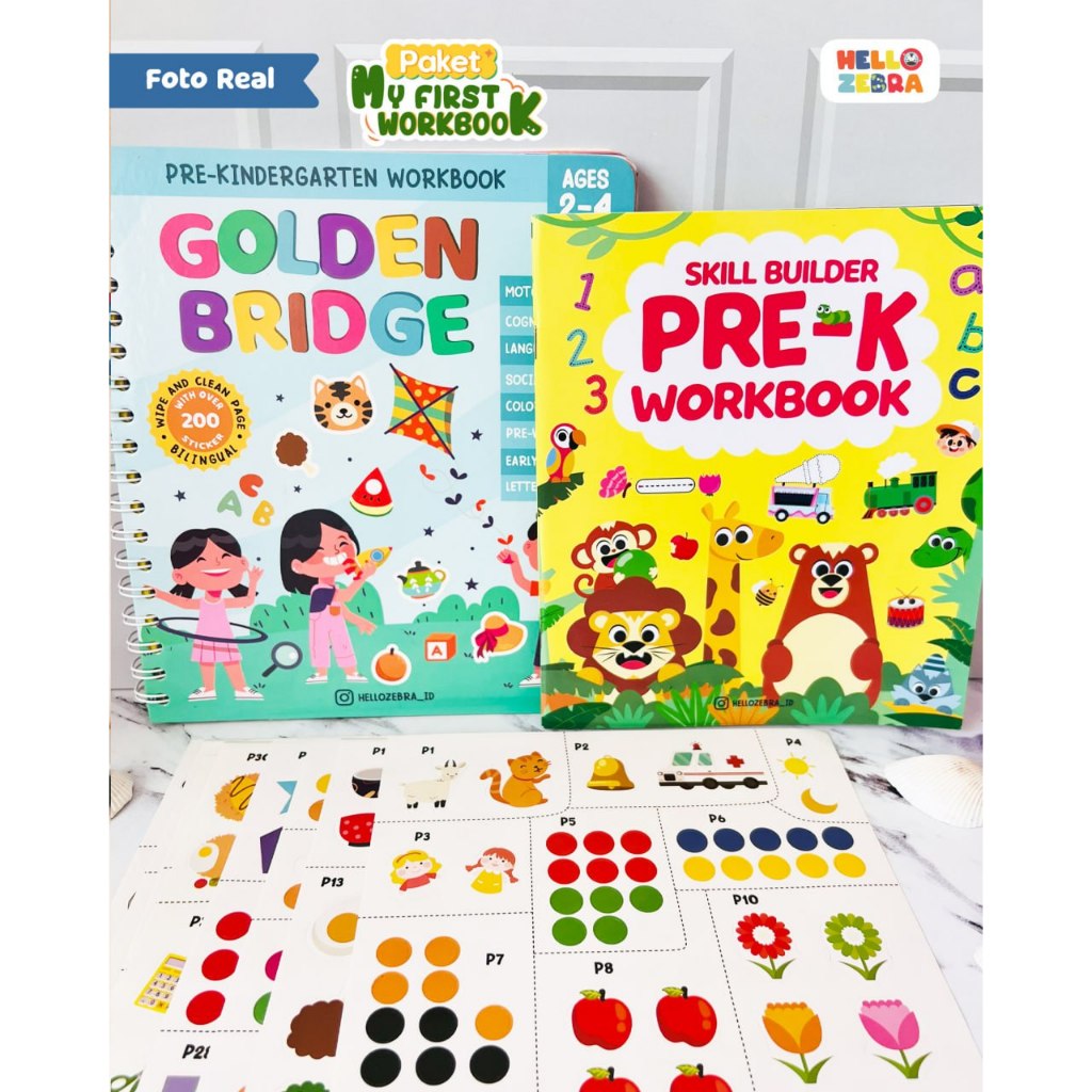 Jual [HELLO ZEBRA] Paket My First Workbook (2 buku) + STICKER | Golden ...