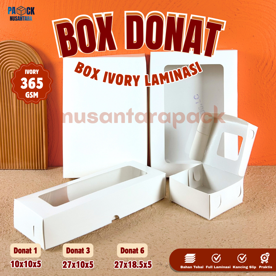 Jual Box Donat Ivory Polos Window Laminasi Isi 1 3 6 Dus Putih Kemasan ...