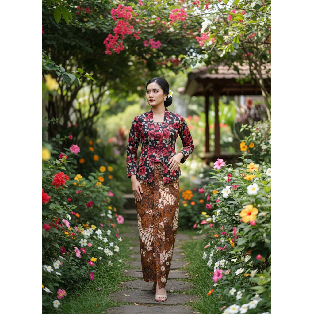 Jual READY STOK KEBAYA KUTUBARU BUNGA JADUL HITAM MAWAR MERAH | Shopee ...