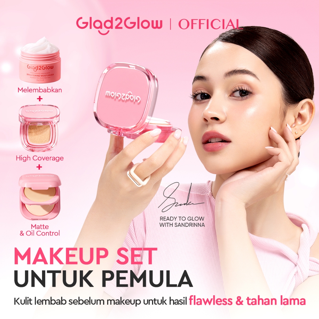 Jual [100%ORI] Glad2Glow 2in1 Makeup Combo Set Perfect cover cushion ...