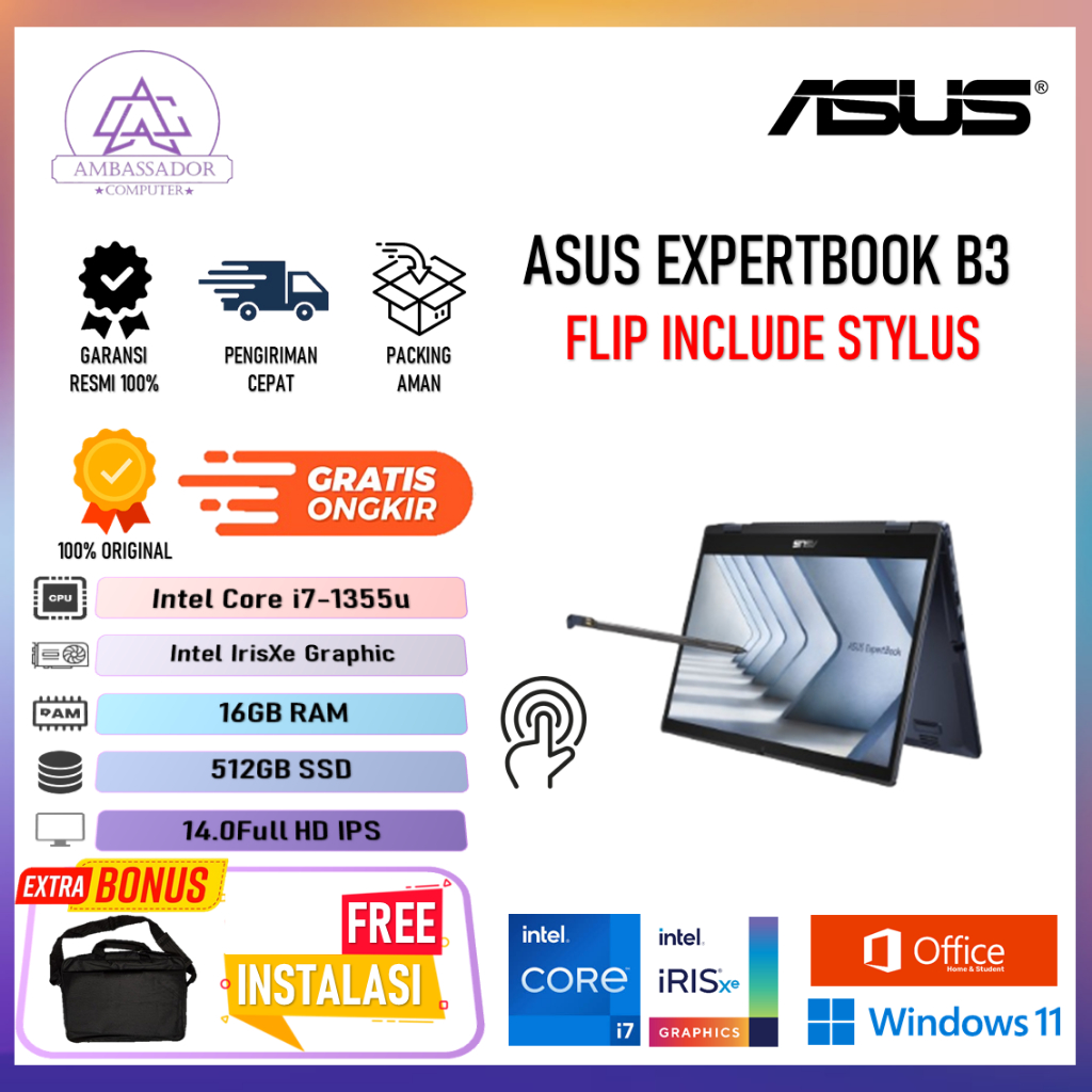 Jual Asus Expertbook B3 Flip Stylus B3402FVA 2in1 Touch i7 1355U 16GB ...