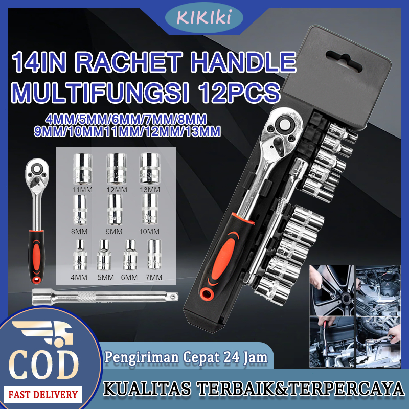 Jual ⭐COD⭐ Kunci Socket Sok Set 12pcs 1/4Inch Socket Wrench Kunci Pas ...