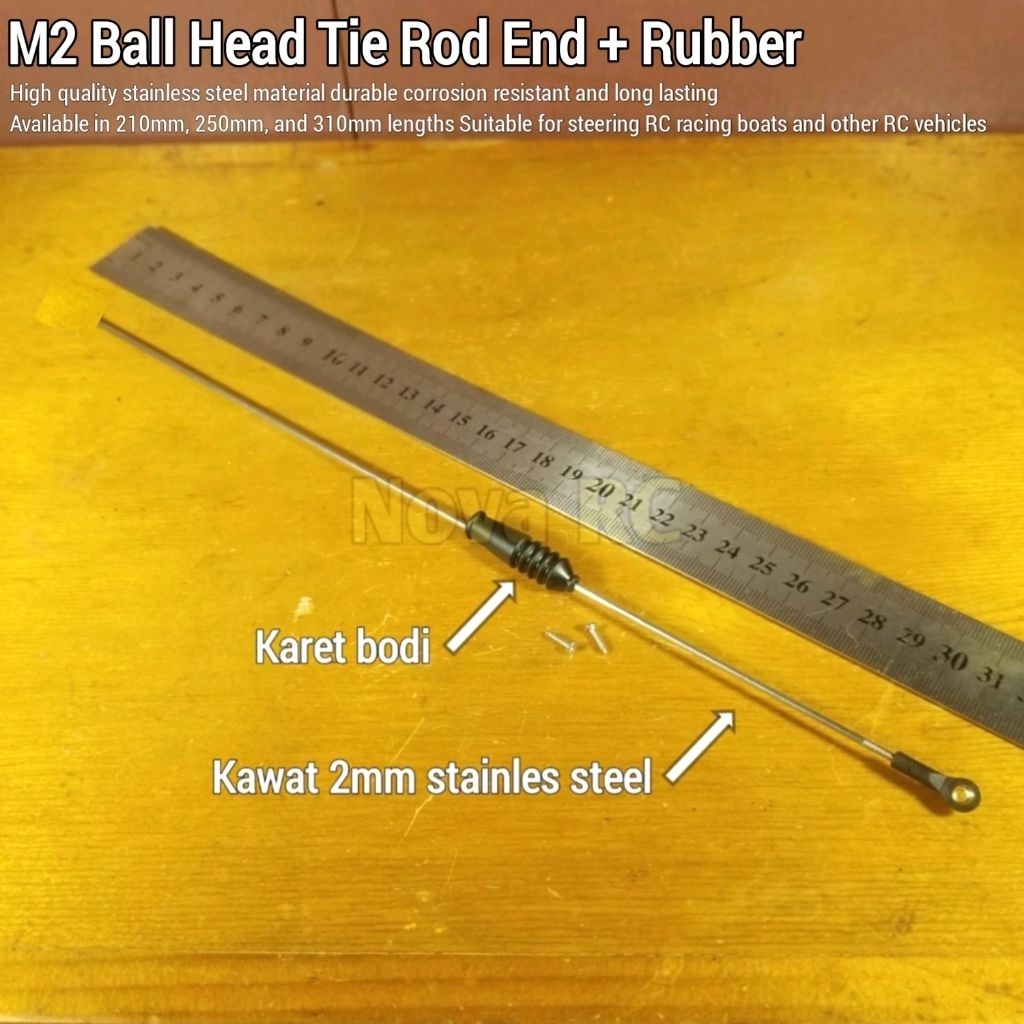 Jual M2 Ball Head Tie Rod End Rubber Link kage push rod servo 2mm ...