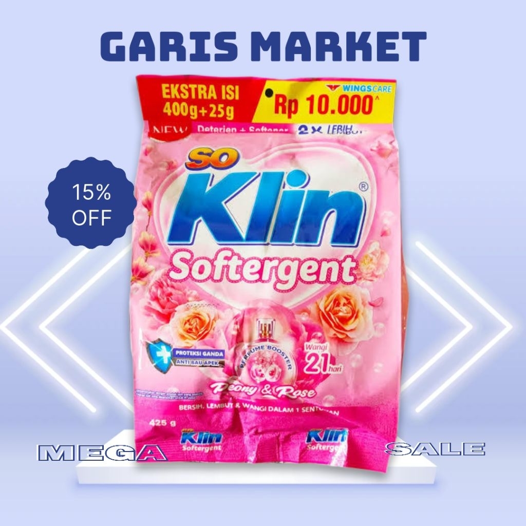 Jual Soklin Softergent 400+25 gram Detergen Bubuk Sabun Cuci Pakaian ...