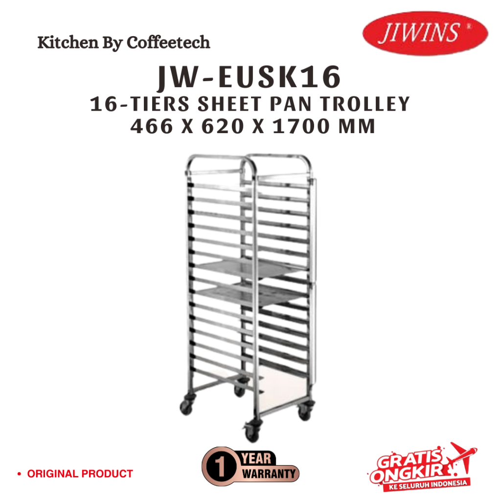 Jual Jiwins JW-EUSK16 Sheet Pan trolley Rak Troli Bakery Kapasitas 16 ...