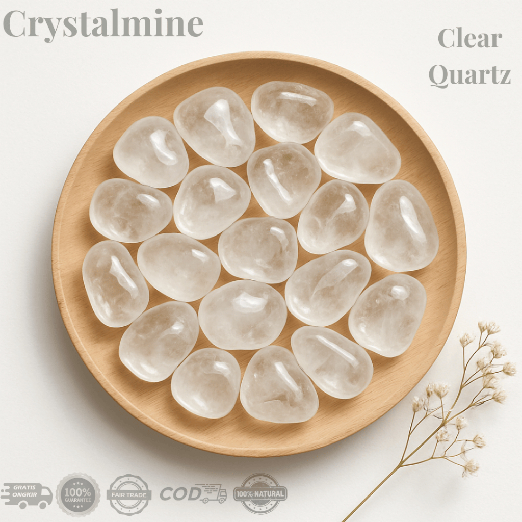 Jual CRYSTALMINE Clear Quartz Crystal Tumble / Batu Bahan Alam Kristal ...