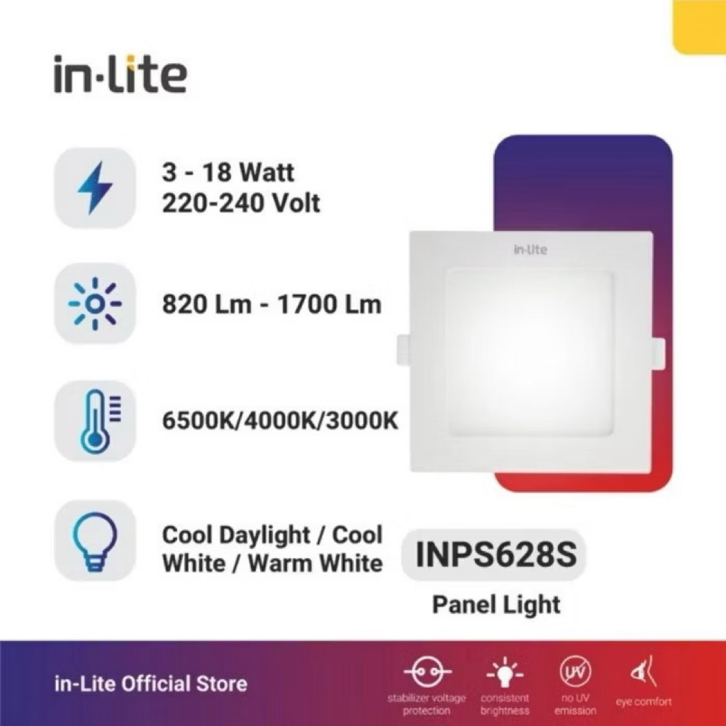 Jual Lampu Downlight LED Inlite INPS628S 12 Watt IN-lite Panel Kotak ...