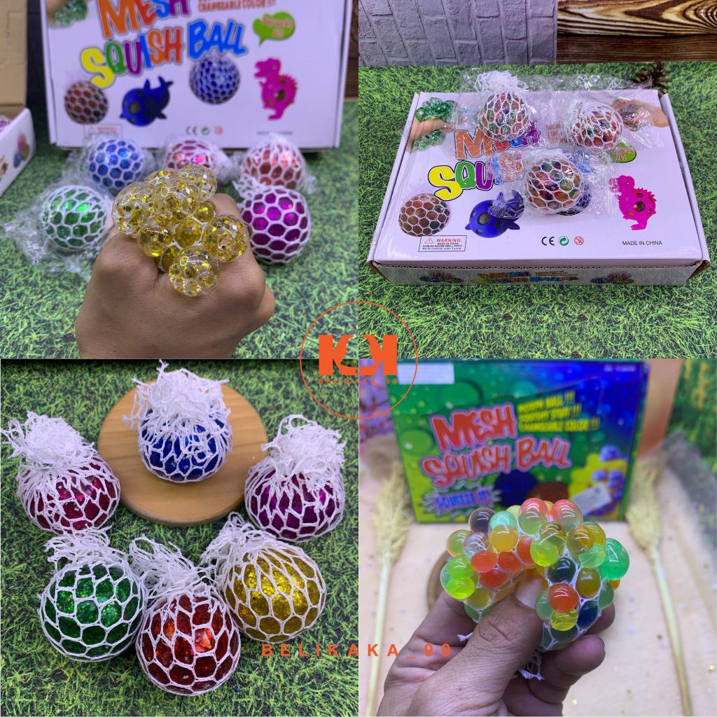 Jual MAINAN MESH SQUISHY BALL ANTI STRESS / BOLA ANGGUR PENCET ANTI ...