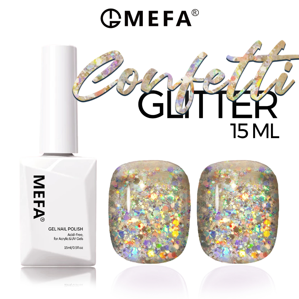 Jual MEFA Gel Nail Polish 1Pcs 15ml Glitter Gold Gel Polish Soak off ...
