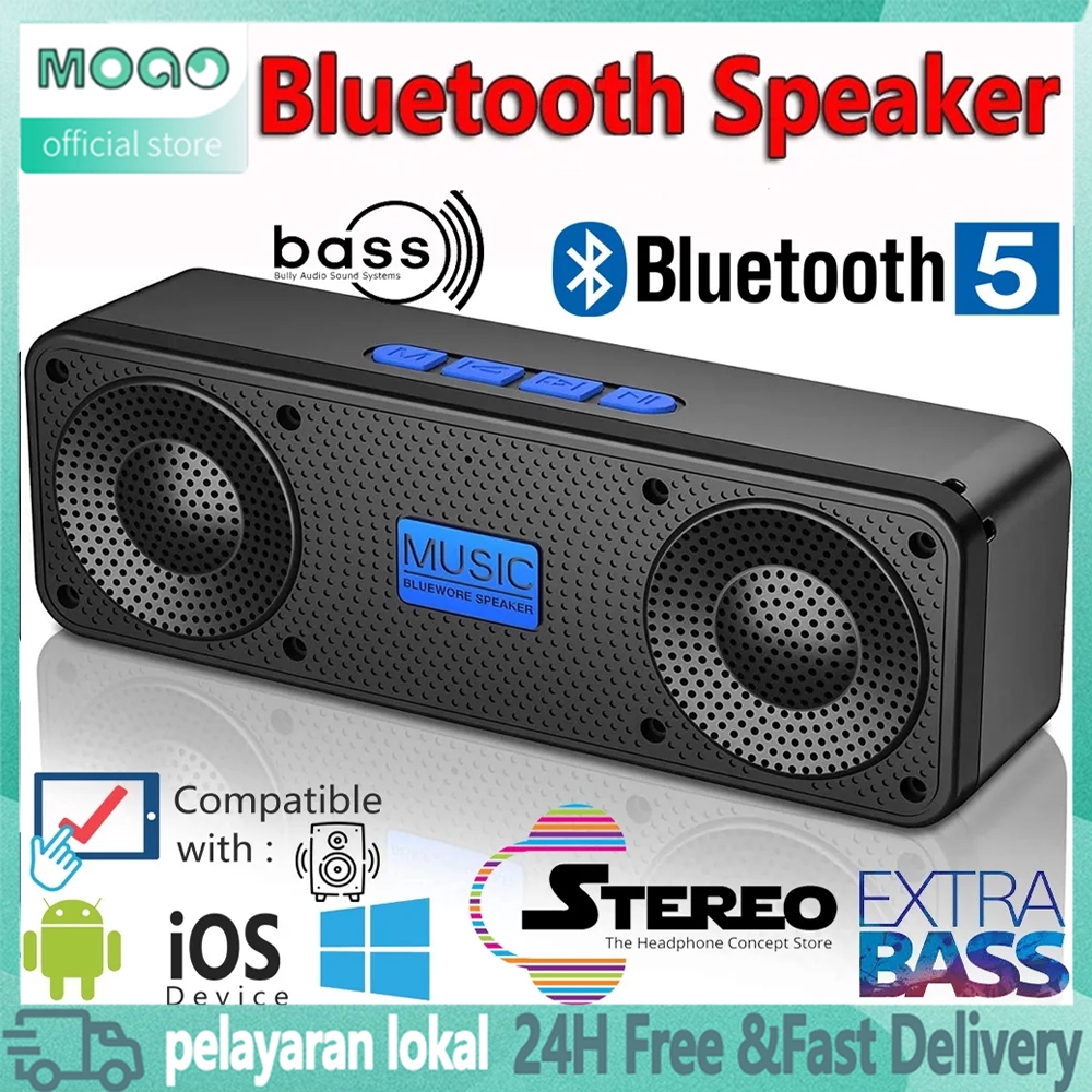 Jual MOGO Speaker Bluetooth 5.0 Super Bass portable soundbar RGB LED ...