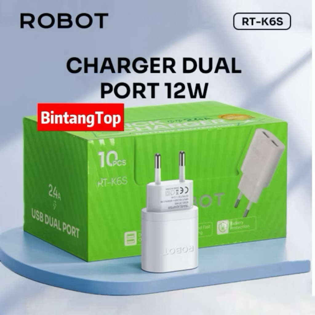 Jual Robot RT-K6s / batok charger ROBOT RT-K6s 2.4A fast charger Dual ...