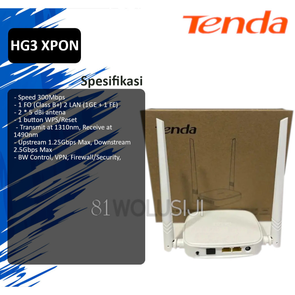 Jual Tenda HG3 XPON Router ONT Wireless N300 Dual Antena 2.4Ghz WIFI ...
