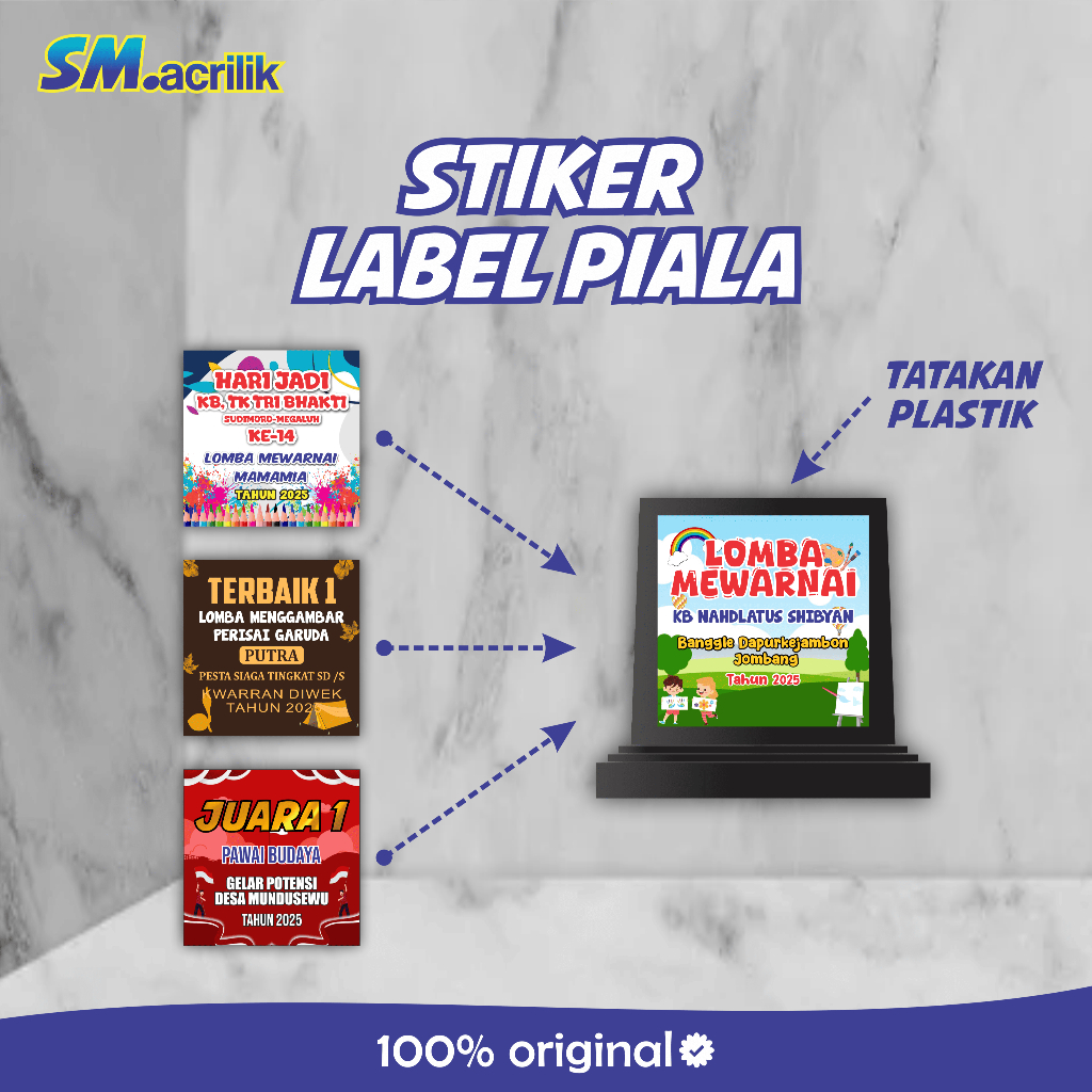 Jual STIKER LABEL PIALA CUSTOM untuk Tatakan Plastik W4 | Shopee Indonesia