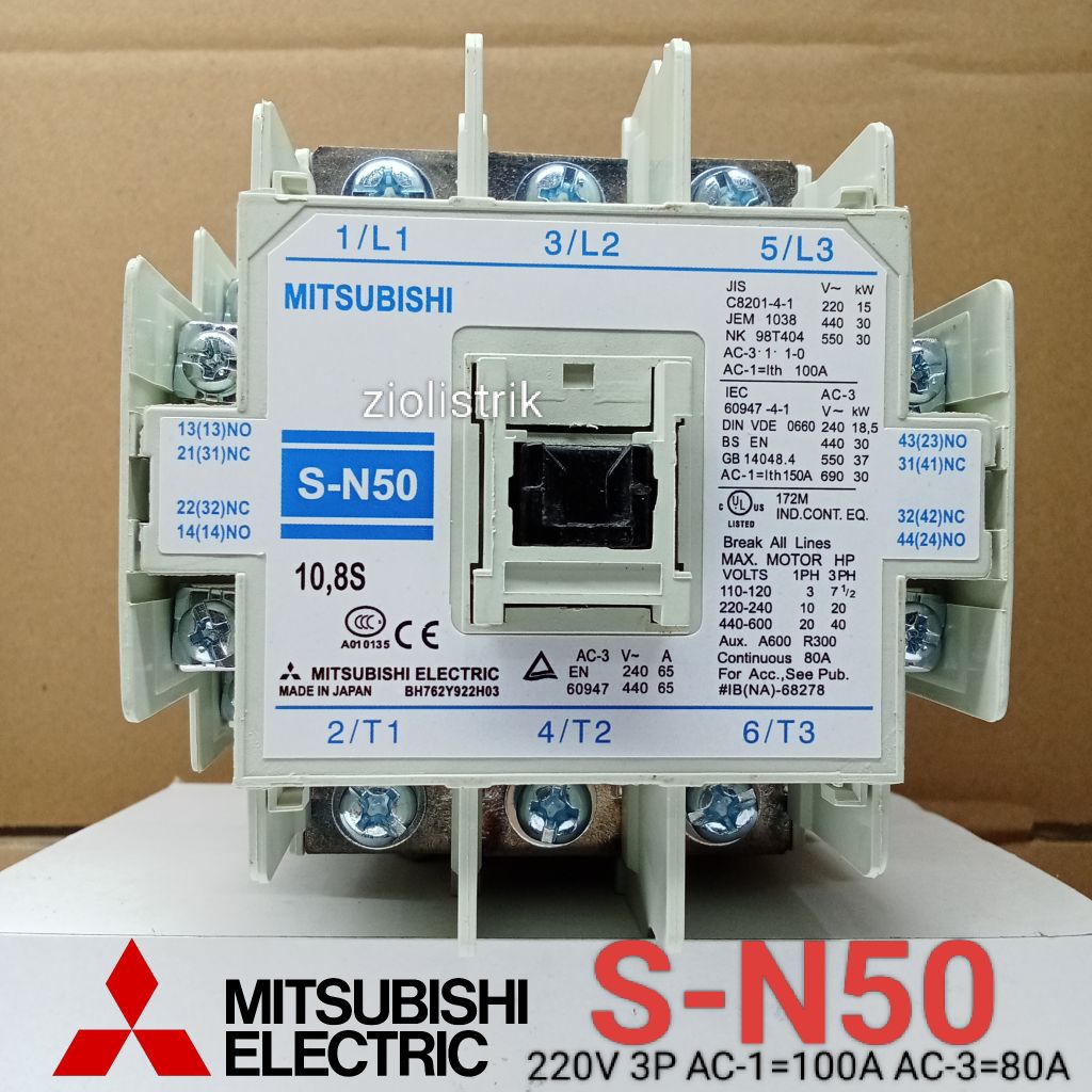 Jual Contactor/kontaktor Mitsubishi S-N50/sn50/sn-50 220vac 3p 100a ...