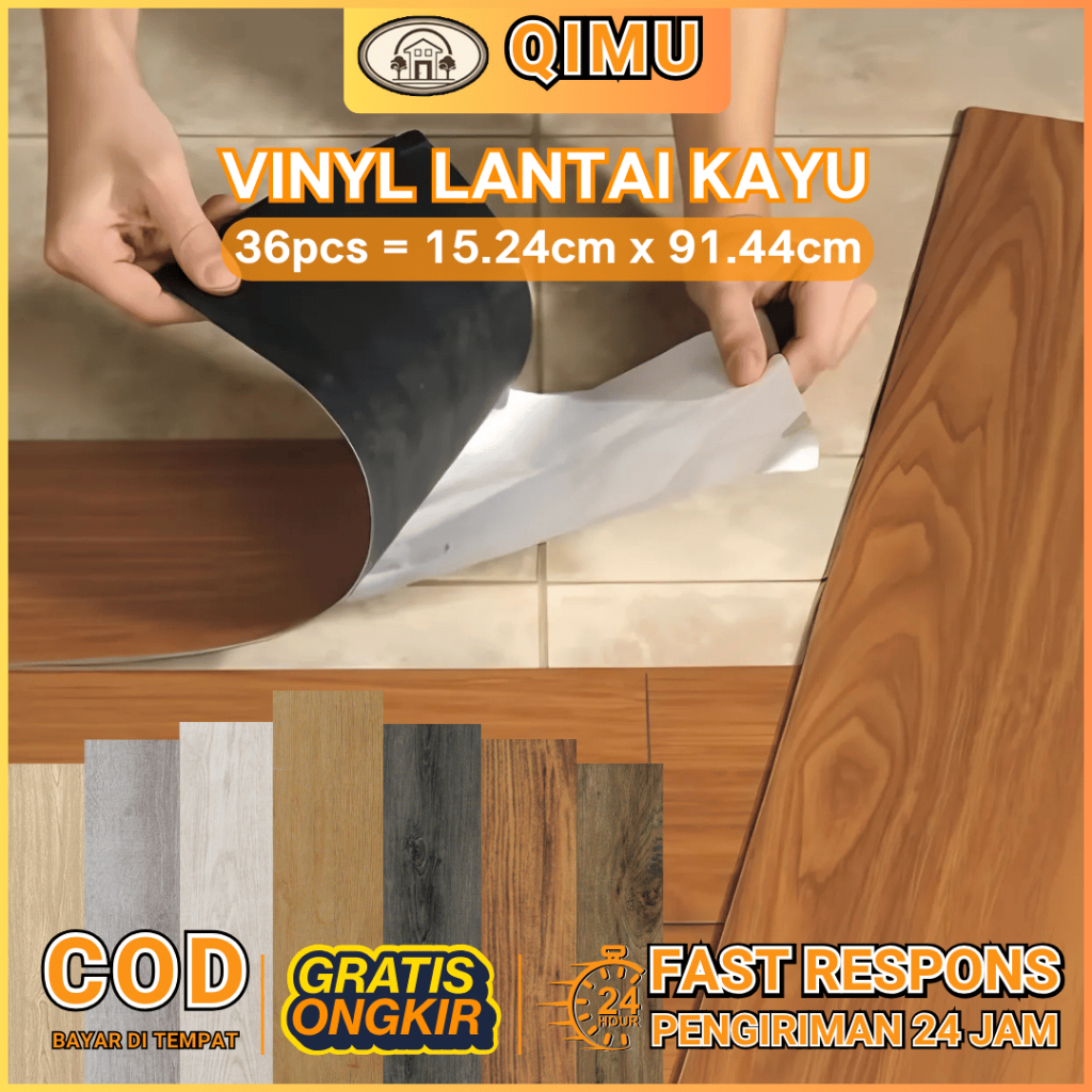 Jual Vinyl Lantai Stiker 1 BOX (36 Pcs) Floor 91.5cm x 15.2cm Lantai ...