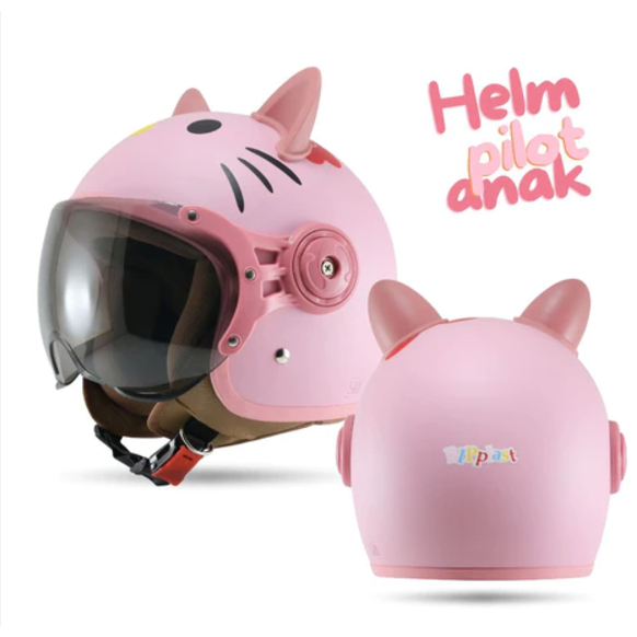 Jual Helm Anak Lunar Kids Bagus Karakter Kartun Motif Pilot Lucu Pakai ...