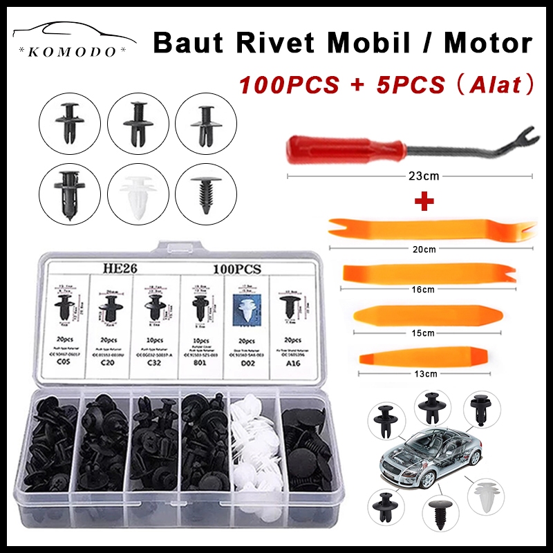 Jual 【105pcs】Paket Lengkap Baut Rivet Mobil & Motor - Universal Bumper ...