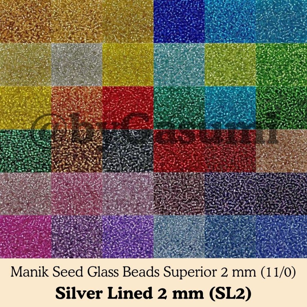 Jual (SL) Manik Premium Ukuran Seragam 2 mm 11/0 Silver Lined Glass ...