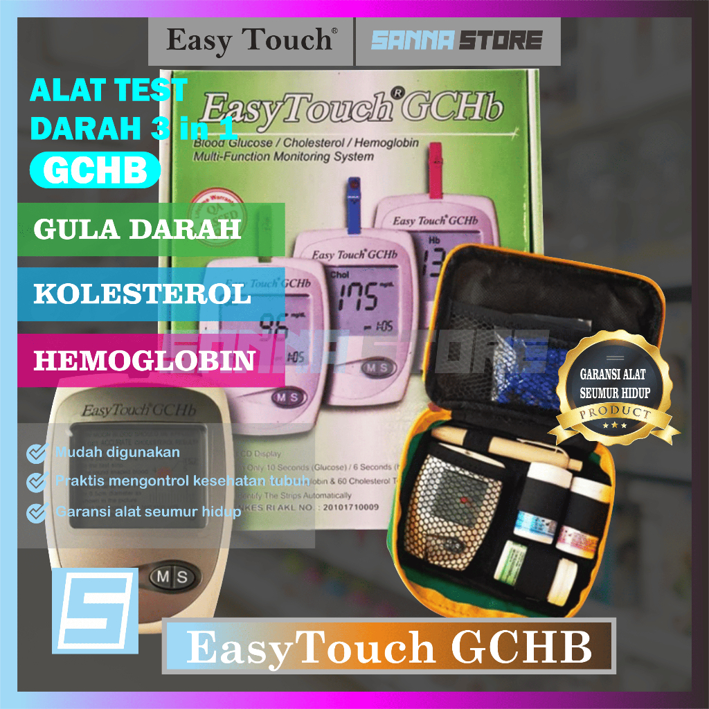 Jual Alat Cek HB darah Hemoglobin Easy Touch GCHB 3 in 1 Alat Cek Gula ...