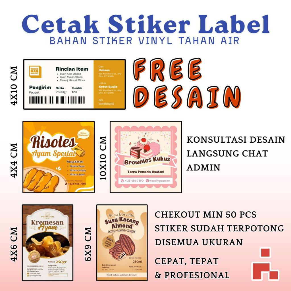 Jual CETAK STIKER LABEL BAHAN VINYL – TAHAN AIR | Shopee Indonesia