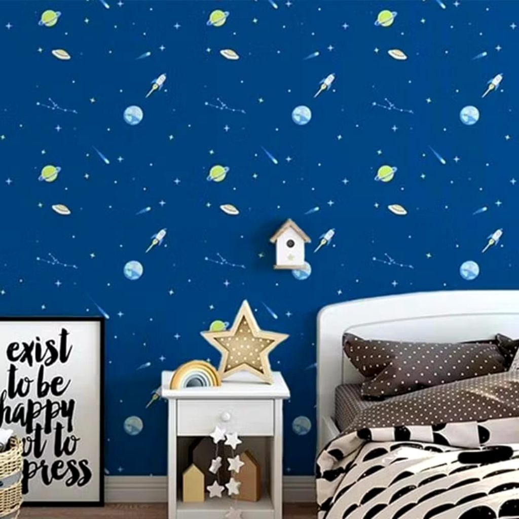Jual Wallpaper Dinding Motif Ruang Angkasa Navy Wallpaper Dinding Kamar ...