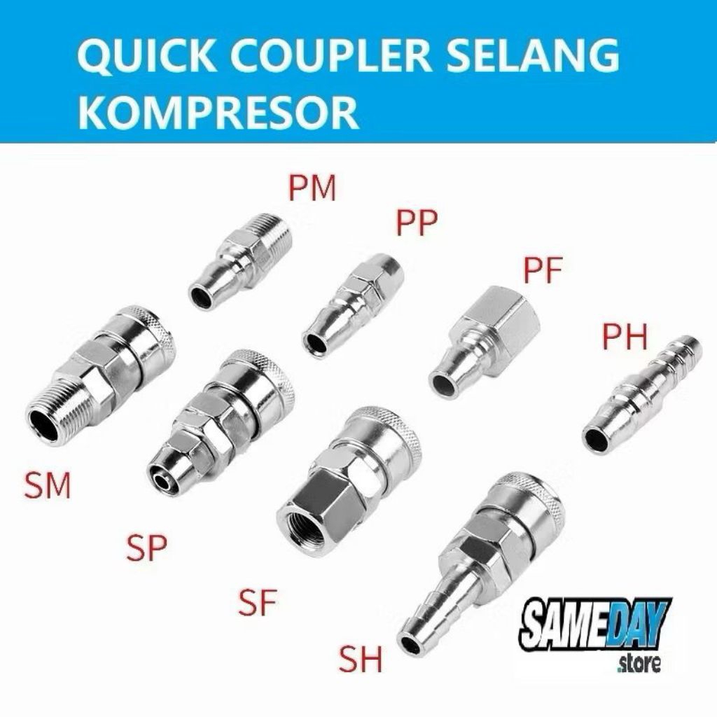 Jual Quick Coupler Connector Angin Neple Kompresor Universal Drat 1/4 ...