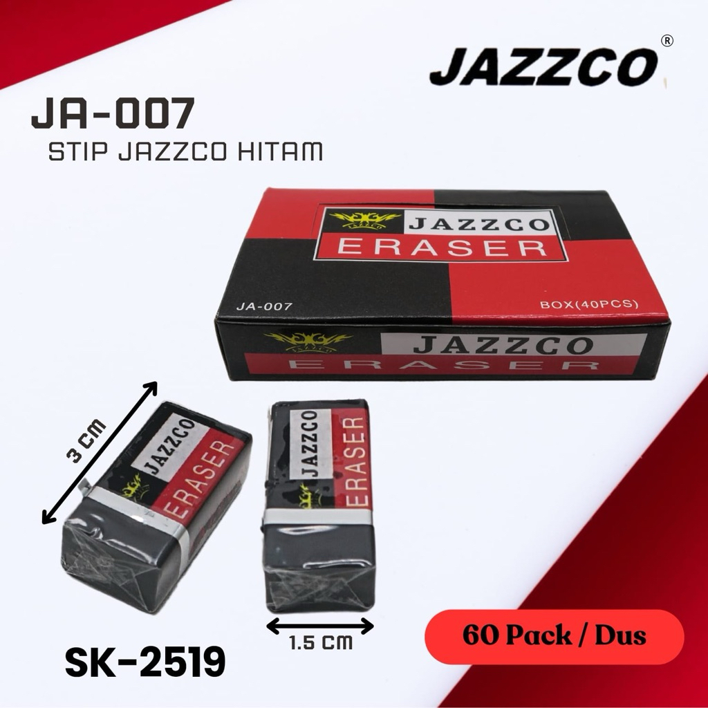 Jual 1 BOX (40pcs) PENGHAPUS JAZZCO HITAM PUTIH WARNA / hapusan gasing ...