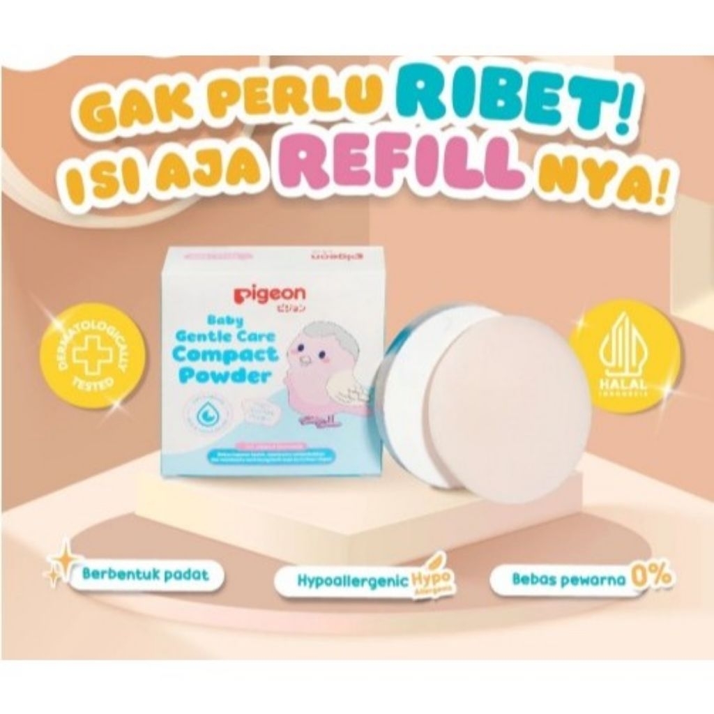 Jual PROMO !!! PIGEON Baby Compact Powder Cake / Refill & Puff 45gr 45 ...