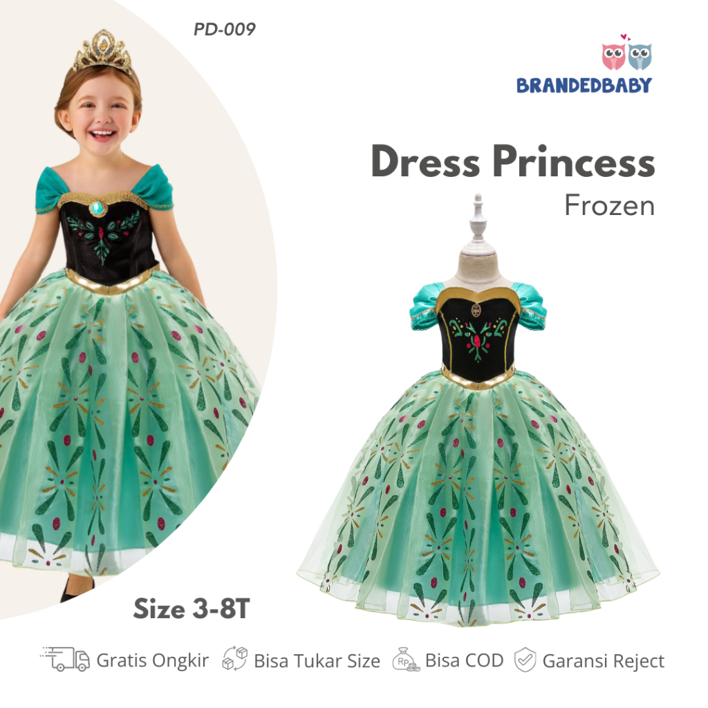 Jual [Brandedbaby] Dress Princess Anak Perempuan Anna Frozen Premium ...