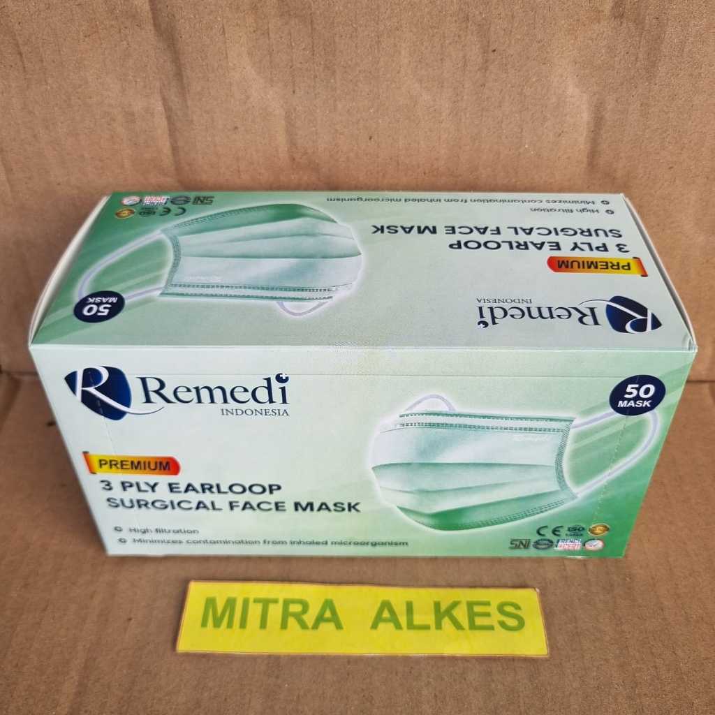 Jual Masker Karet REMEDI EarLoop 3Ply. Surgical Face Mask Earloops 3 ...