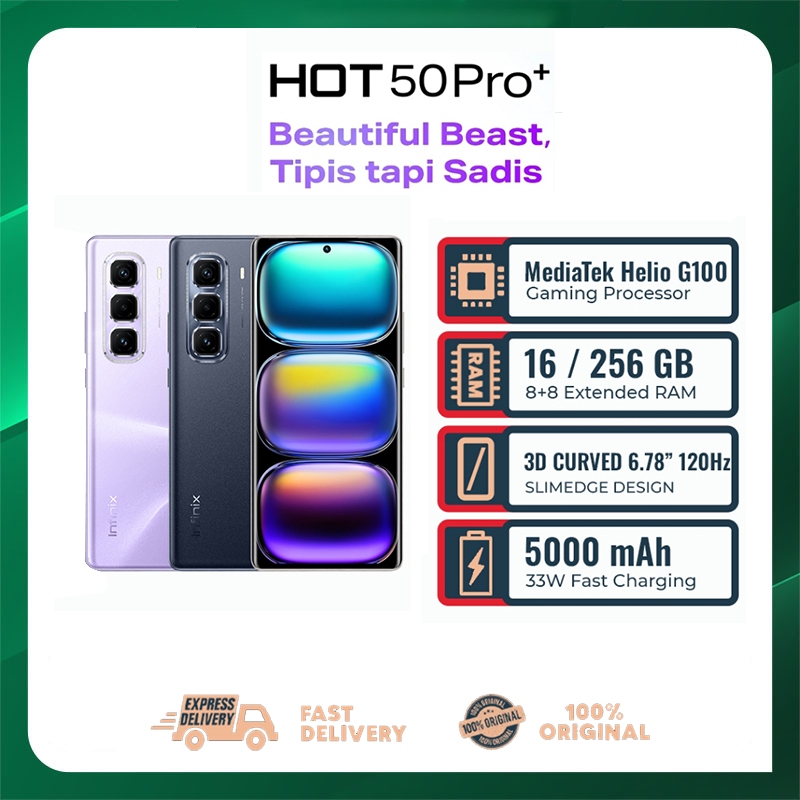 Jual HOT 50 PRO 8GB 256GB RAM Hot 50 Pro Plus HELIO G100 6.78 3D 120Hz ...