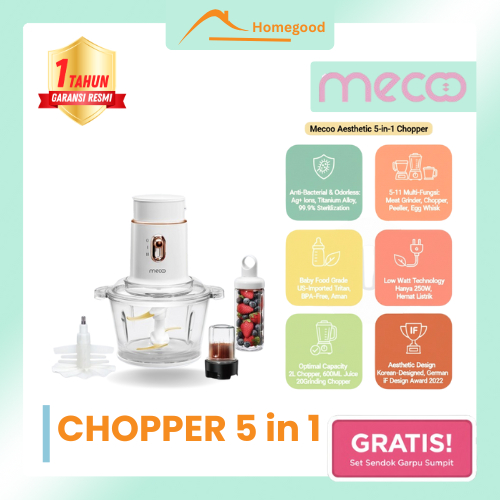 Jual Mecoo 5 in 1 Chopper 250 Low Watt Blender Daging Baby Food ...
