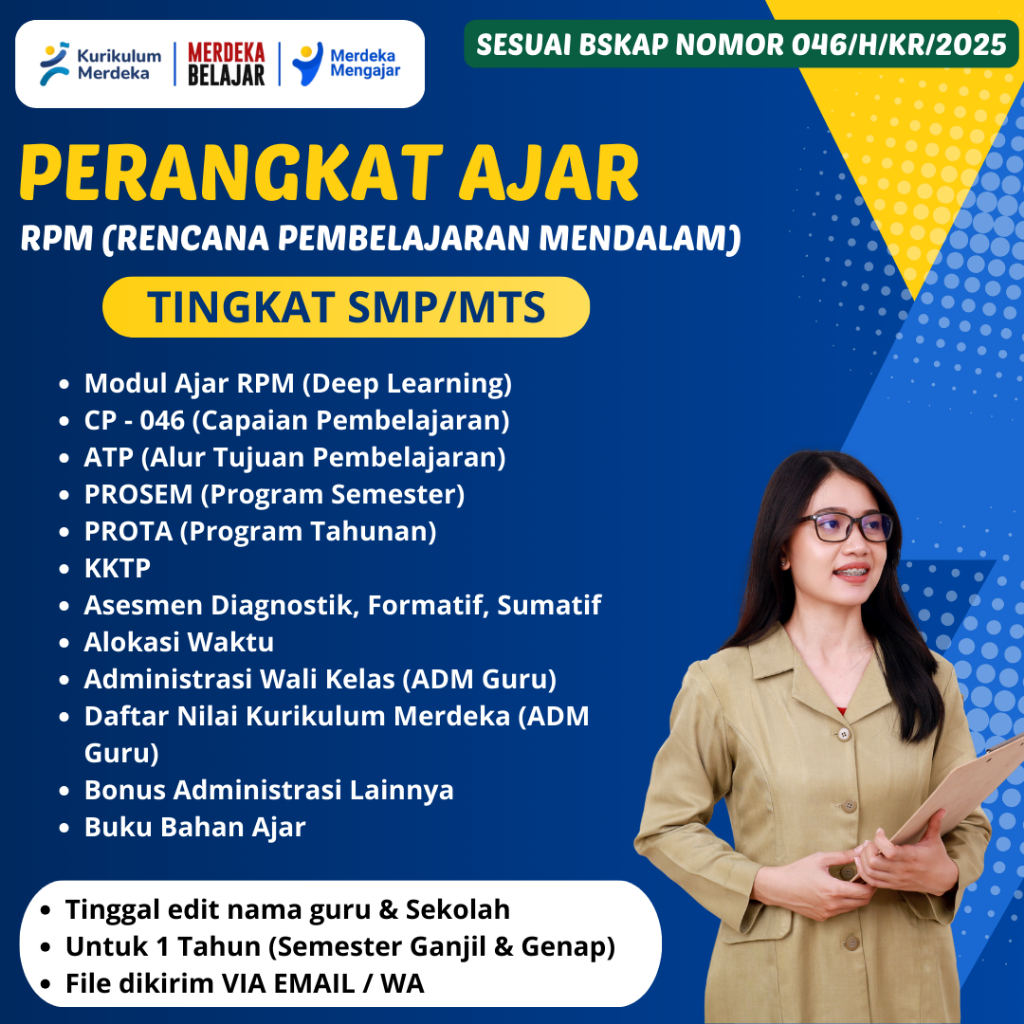 Jual RPM PERANGKAT AJAR GURU – MODUL AJAR DEEP LEARNING SMP/MTS ...