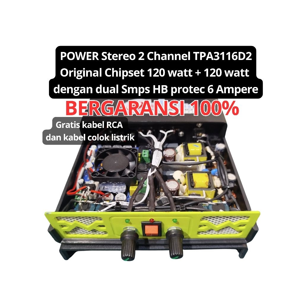 Jual Power Amplifier Stereo 120 watt x 2 Channel Built Up 7 Ampere SMPS ...