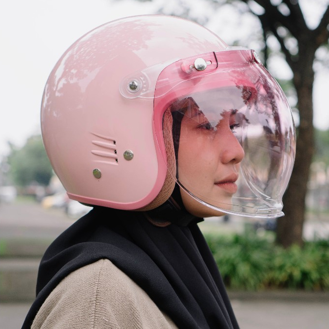 Jual Helm Retro Bipplast Hijab Friendly Half Face Helem Wanita Cepol ...