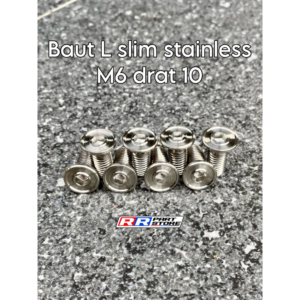 Jual baut L slim stainles m6 drat 10 model B | Shopee Indonesia