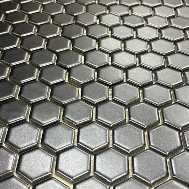 Jual Mosaic Tile Hexagon Black / Mosaik Keramik Hexagon Hitam / Keramik ...