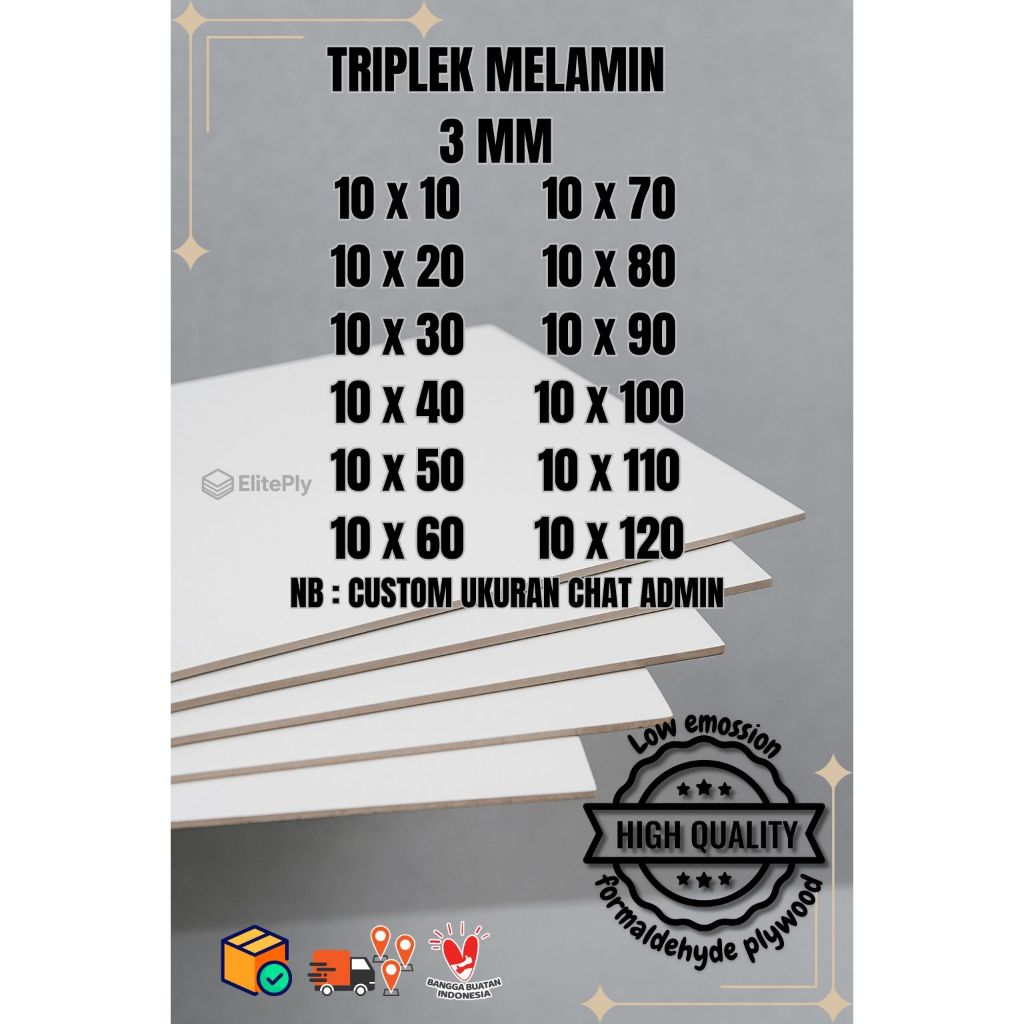 Jual Triplek melamin putih custom 3mm gloss/mengkilat 1 sisi lebar 10 ...
