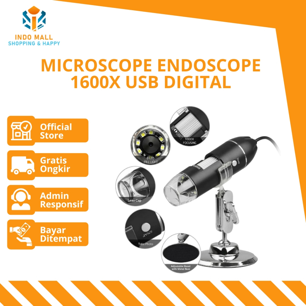 Jual Microscope Endoscope 1600x USB Digital Mikroskop Endoskop LED ...