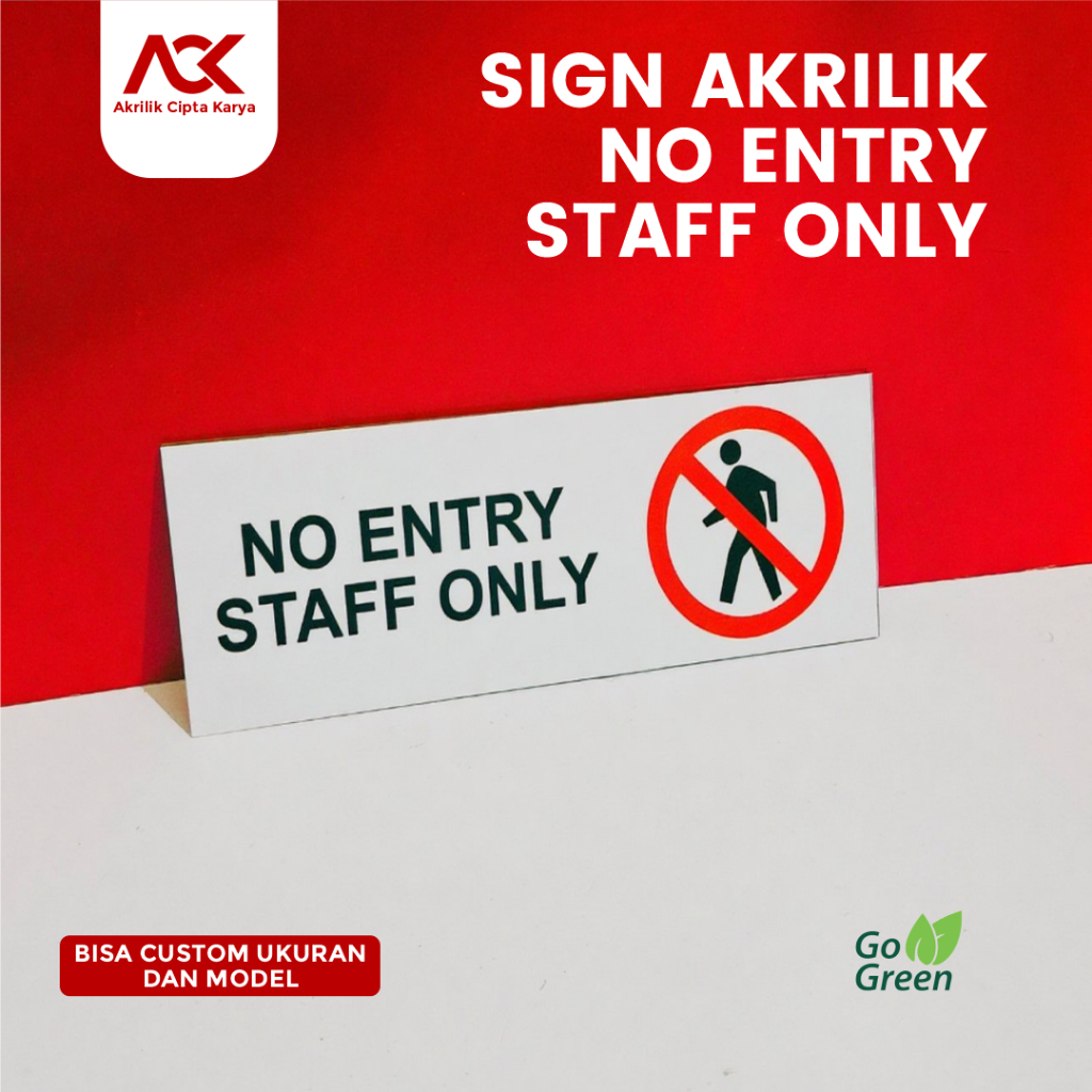 Jual Papan Sign NO ENTRY STAFF ONLY Akrilik | Tanda Dilarang Masuk ...