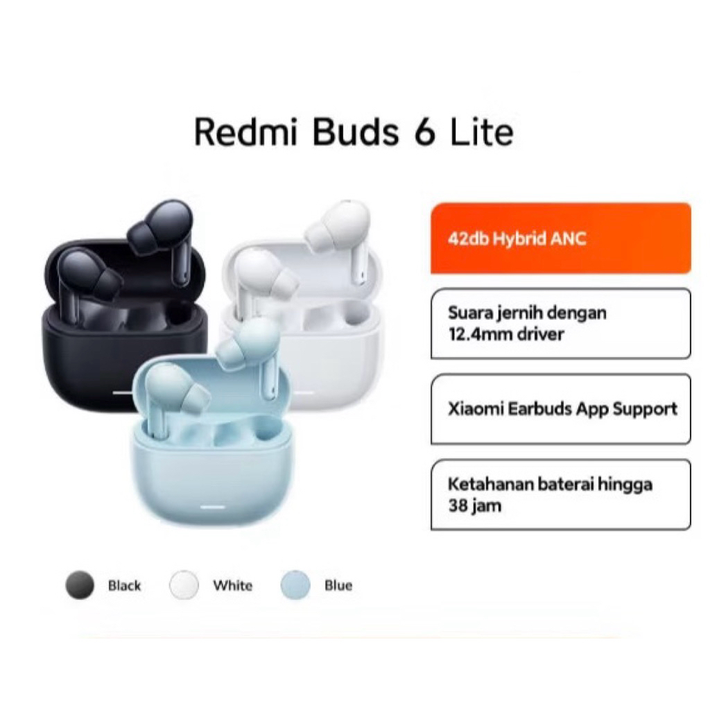 Jual Xiaomi Redmi Buds 6 Lite TWS Wireless Headset Mikrofon AI Noise ...