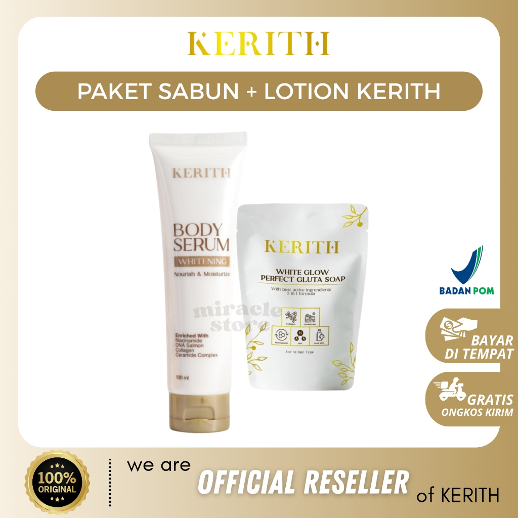 Jual [MIRACLE STORE] PAKET SABUN DAN LOTION BODY SERUM KERITH WHITE ...