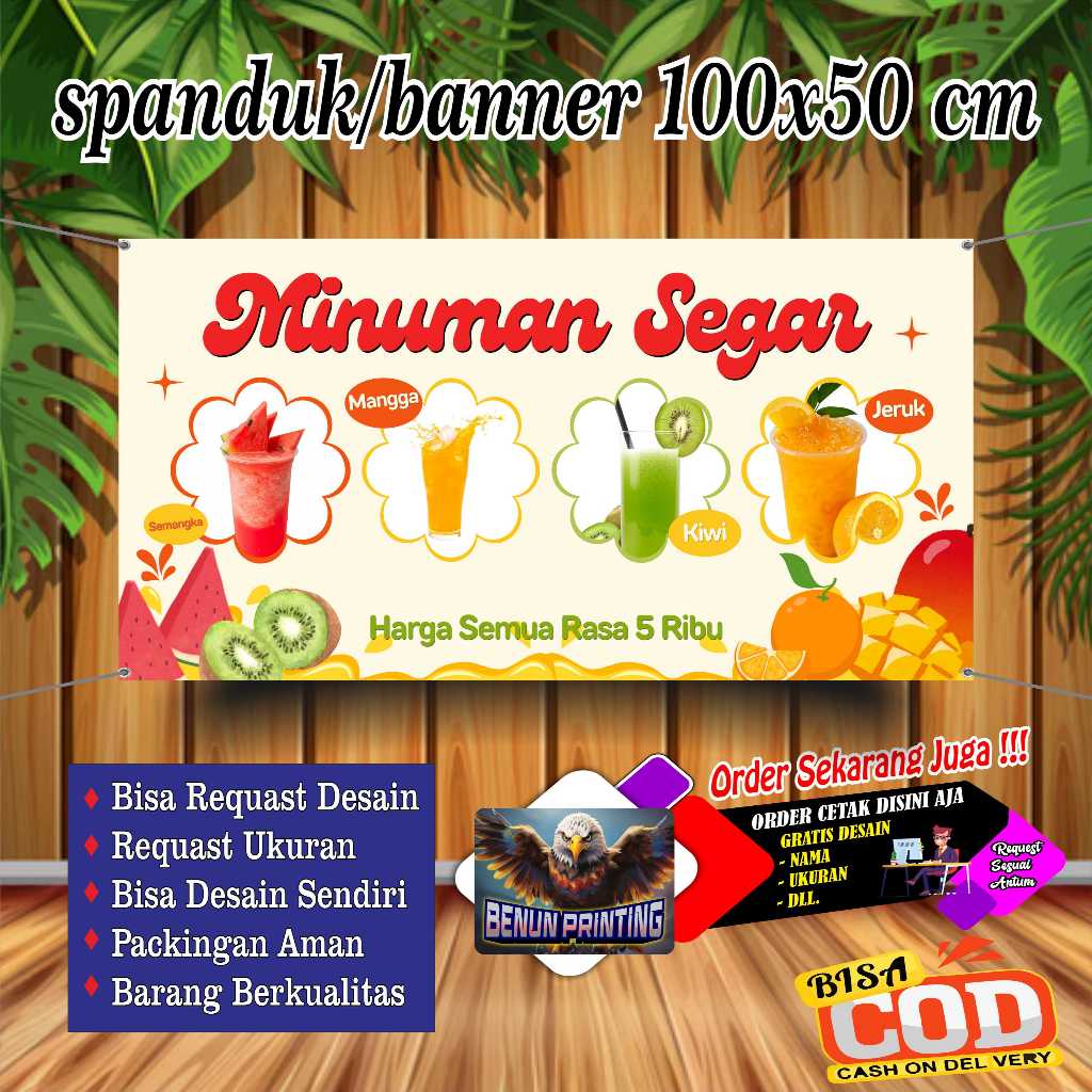 Jual Spanduk banner jus buah segar terbaru paling keren ukuran 160x60 ...