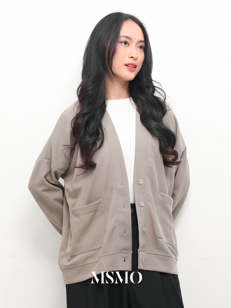 Jual MSMO Reina Oversized Outer in Sage Cardigan Wanita Atasan Lengan Panjang warna Hijau ...