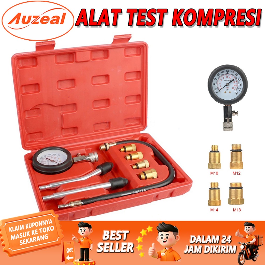 Jual Auzeal 8Pcs Set Tester Kompresi Silinder Mesin Mobil Alat Pengukur ...