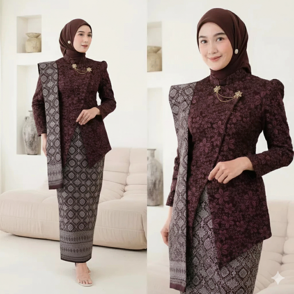 Jual (KEBAYA + SELENDANG) Setelan Kebaya Janggan Modern Anggita Fahira ...