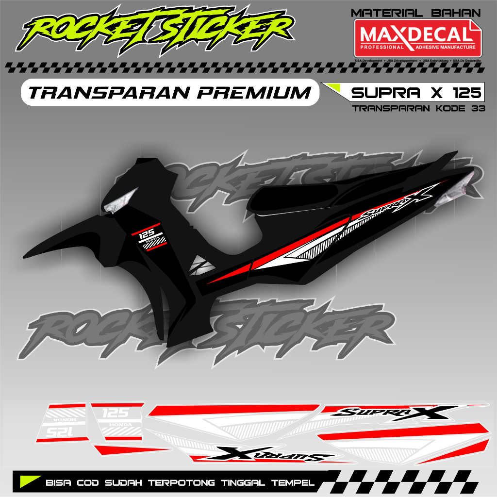 Jual Striping SUPRA X 125 Variasi Stiker SUPRA X 125 UV TRANSPARAN KODE ...
