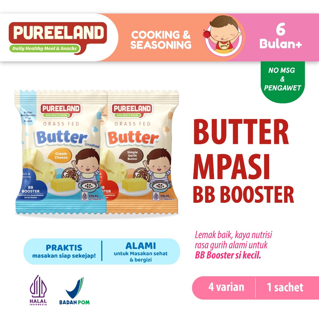 Jual Pureeland Butter MPASI BB Booster Sachet / Grass Fed Butter ...