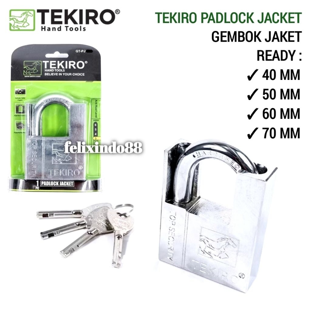 Jual Tekiro Gembok Jaket 40mm 50mm 60mm 70mm Original Padlock Jacket ...